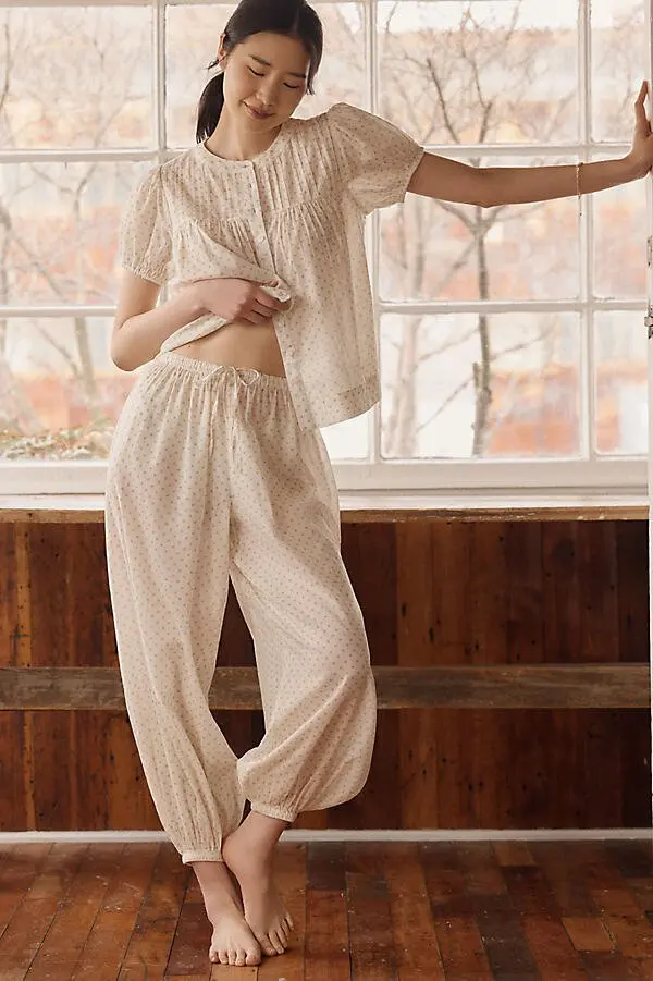 DAMSON MADDER Meadow Cotton Balloon Pants - Ivory Pattern