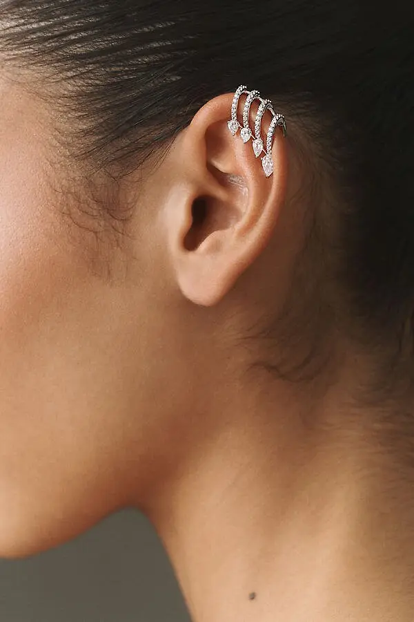 Nadri Multi Row Cuff Earrings