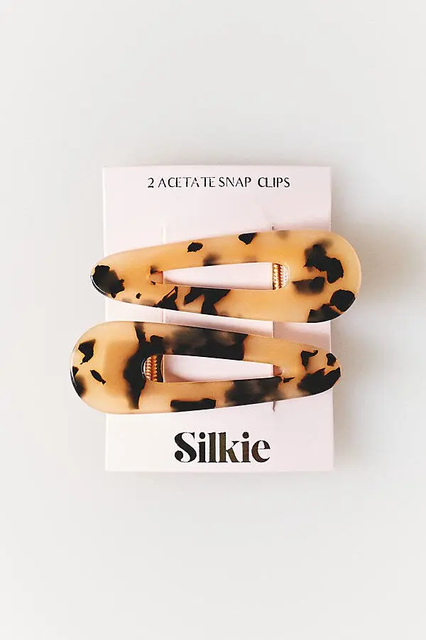 Anthropologie Silkie Acetate Snap Clips - Tortoiseshell
