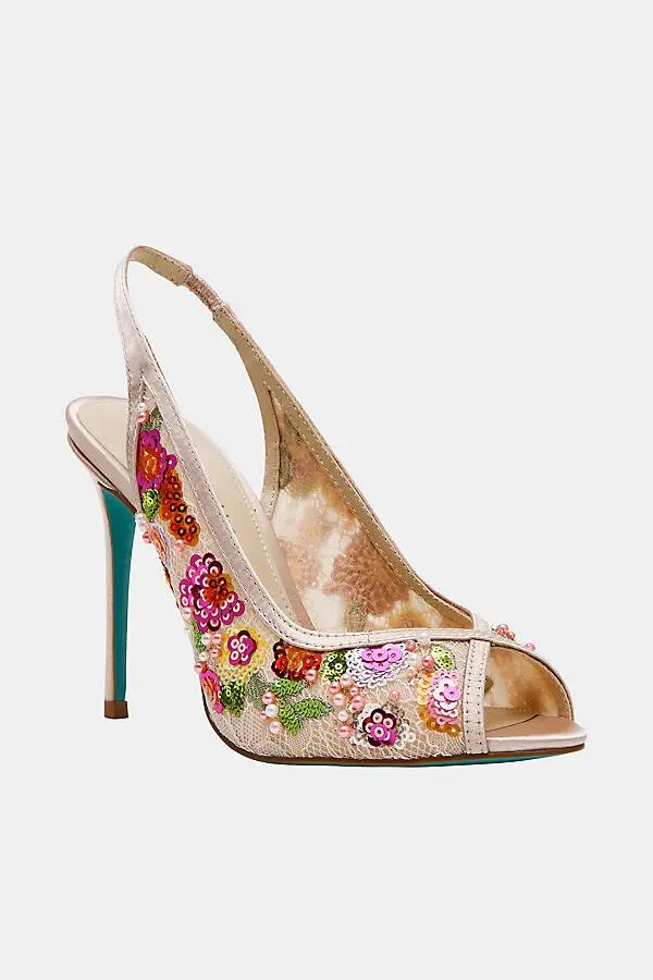Betsey Johnson Gerri Sequ Heels - Multi Floral