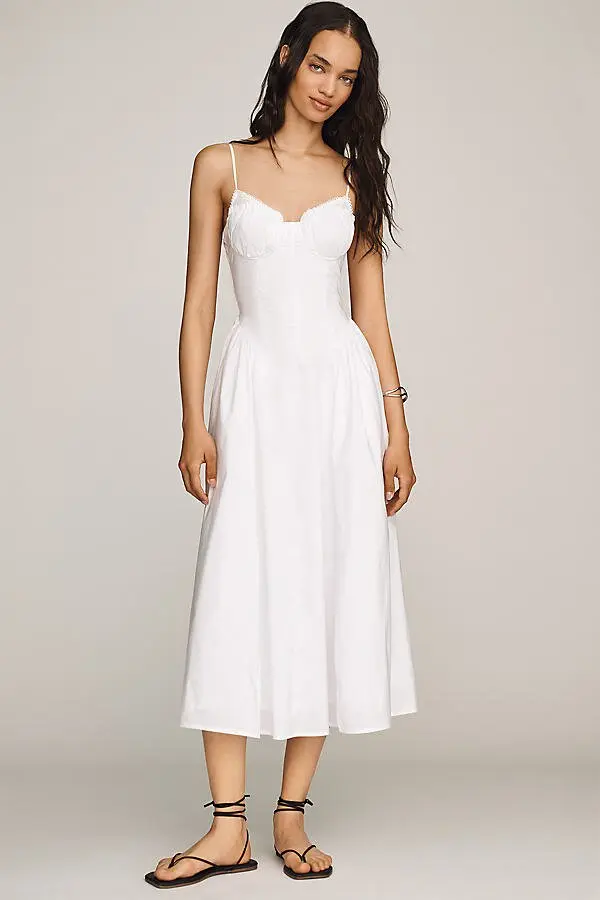 NIA Alice Sweetheart Midi Dress - White