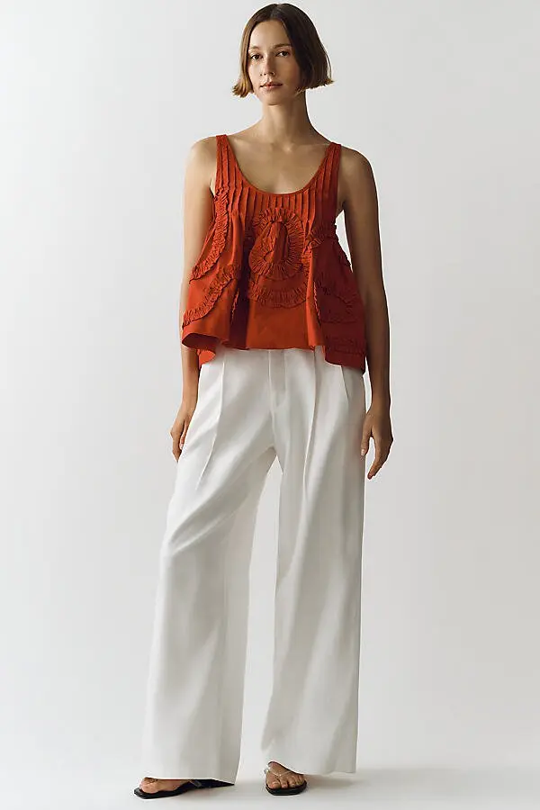 DAMSON MADDER Stella Cotton Ruffle Tank Top