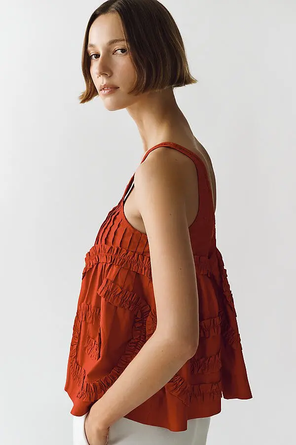 DAMSON MADDER Stella Cotton Ruffle Tank Top
