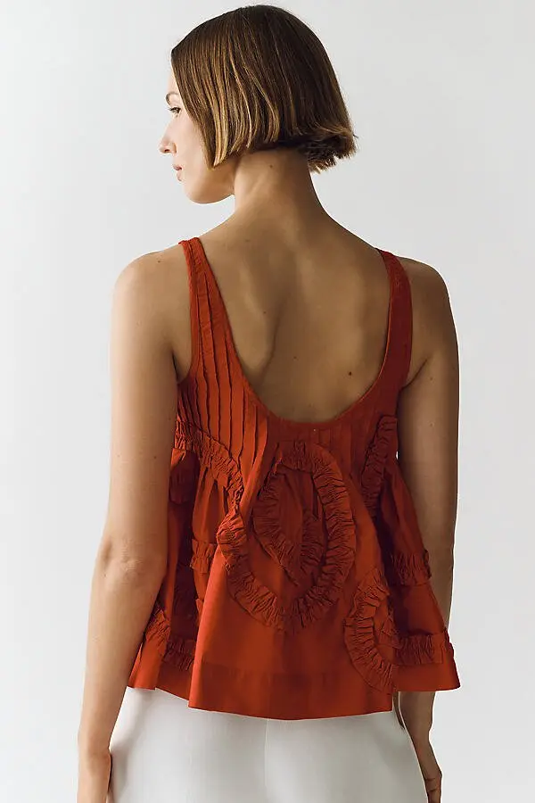DAMSON MADDER Stella Cotton Ruffle Tank Top