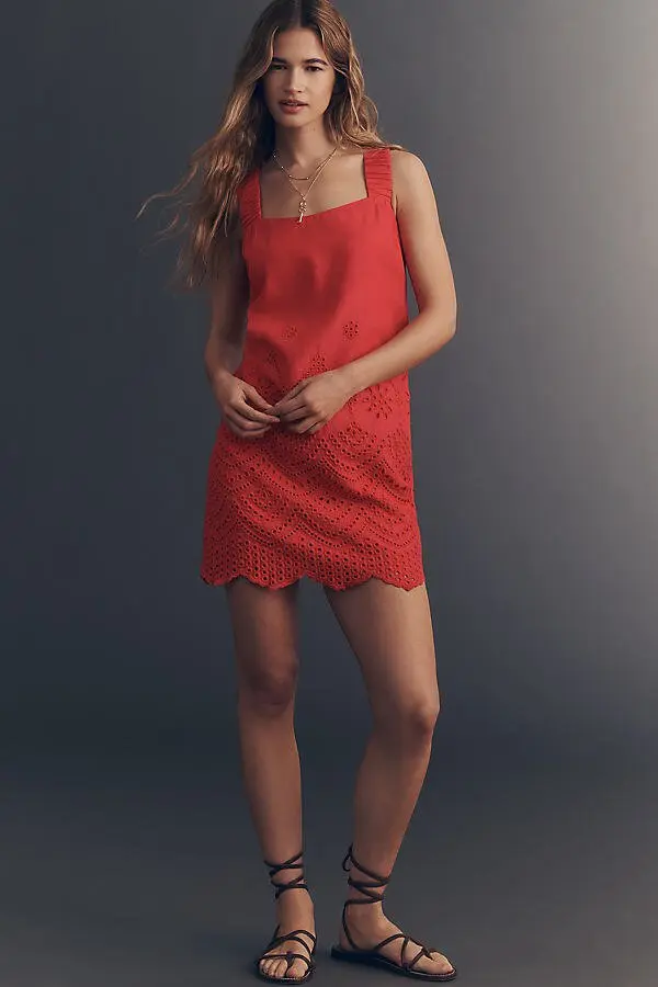 Greylin Kallie Linen Cotton Mini Dress - Red