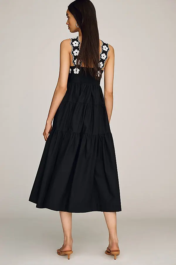 Anthropologie Helena Embroidered Dress - Black Combo