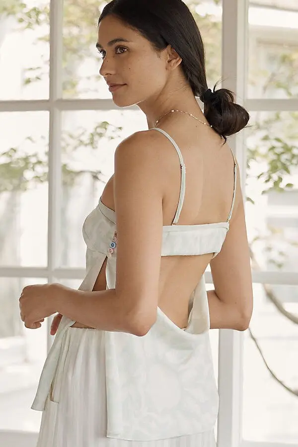 LYREBIRD Silky Cowl-back Camisole - Green Pattern