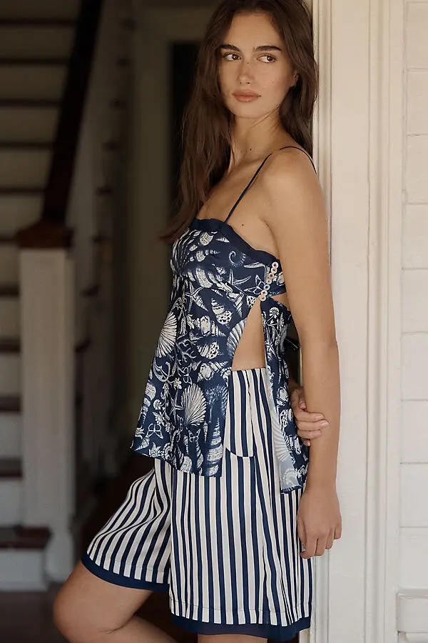 LYREBIRD Silky Bermuda Shorts - Blue Pattern