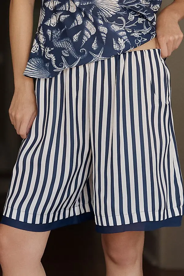 LYREBIRD Silky Bermuda Shorts - Blue Pattern