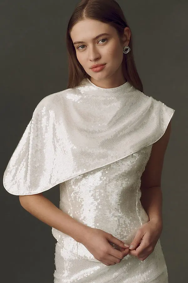 MARE MARE Sequin Cape Top - Ivory