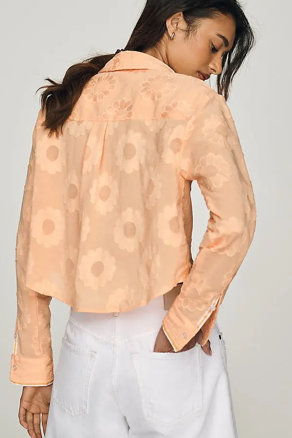 Maeve Floral Crop Buttondown Shirt