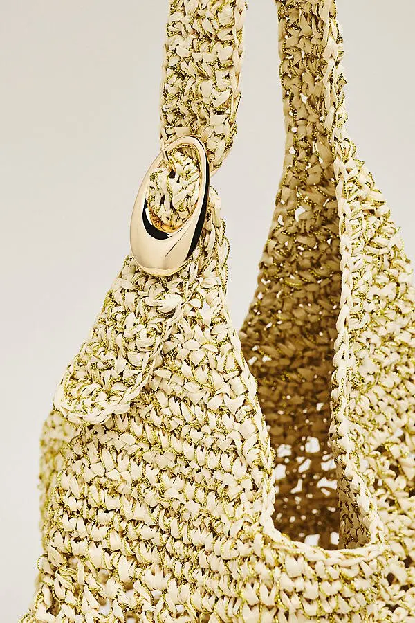 Anthropologie Nikki Raffia Buckle Bag