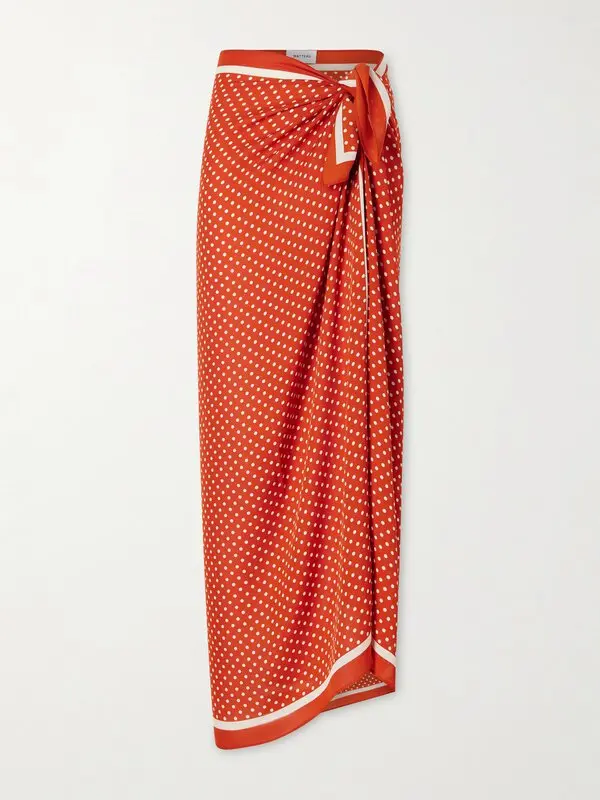 Matteau Polka Dot Silk Georgette Pareo - Red