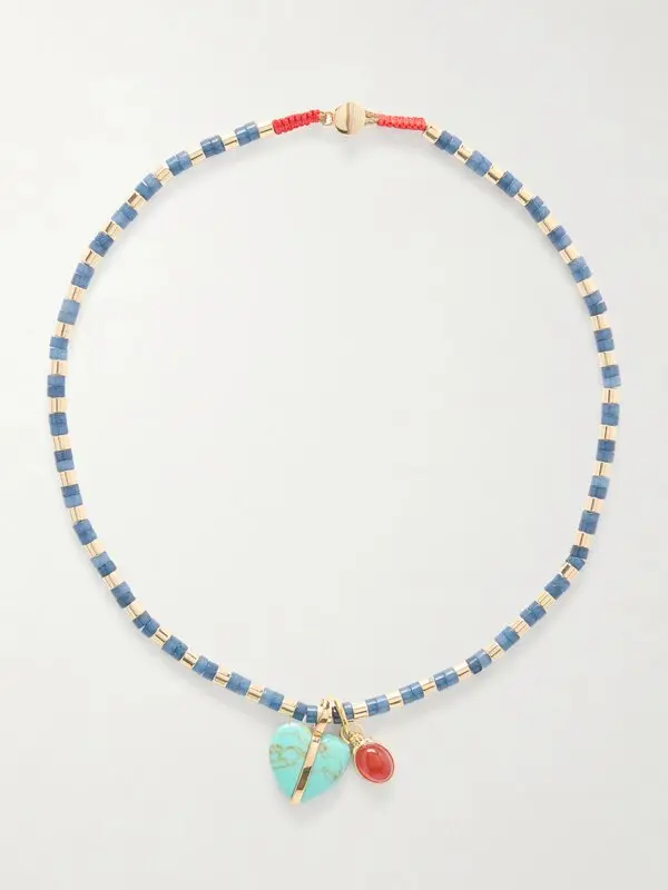 ROXANNE ASSOULIN The Bar Gold-tone Lapis Lazuli, Turquoise And Carnelian Necklace - Blue