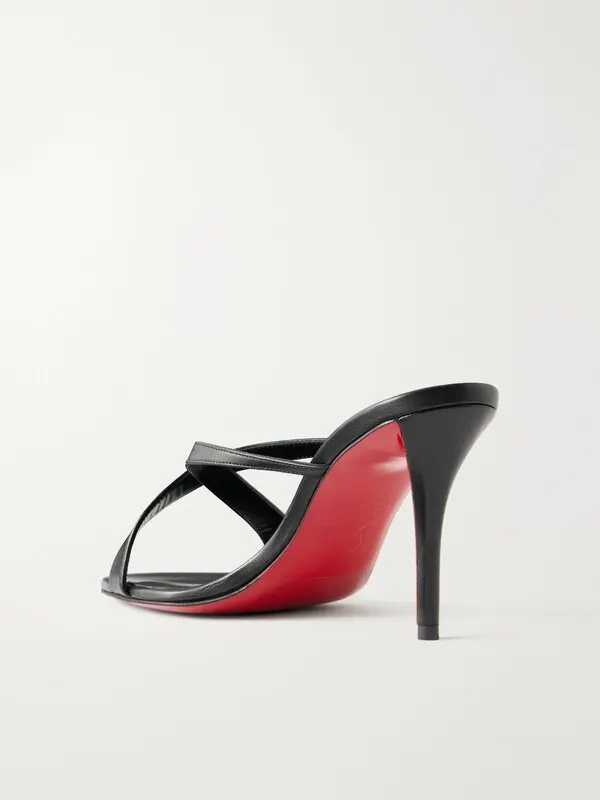 CHRISTIAN LOUBOUTIN Mulazee Cross 80 Leather Mules - Black