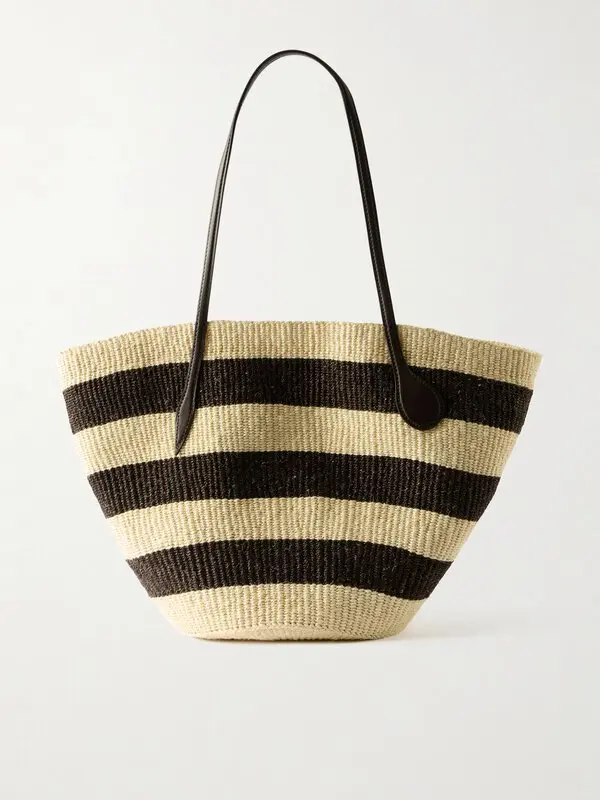 LIFFNER Striped Sisal Tote With Leather Trim - Neutrals