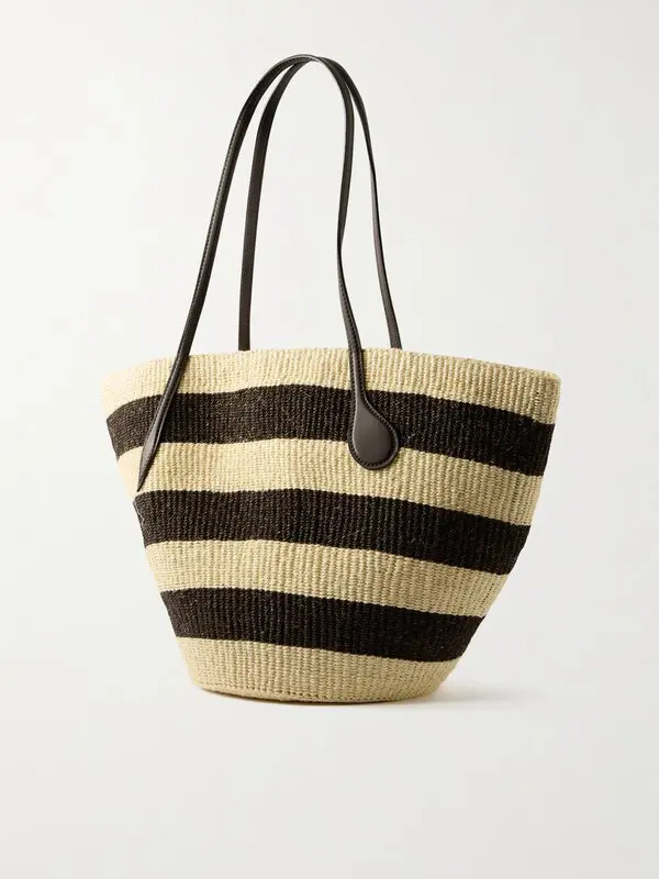 LIFFNER Striped Sisal Tote With Leather Trim - Neutrals