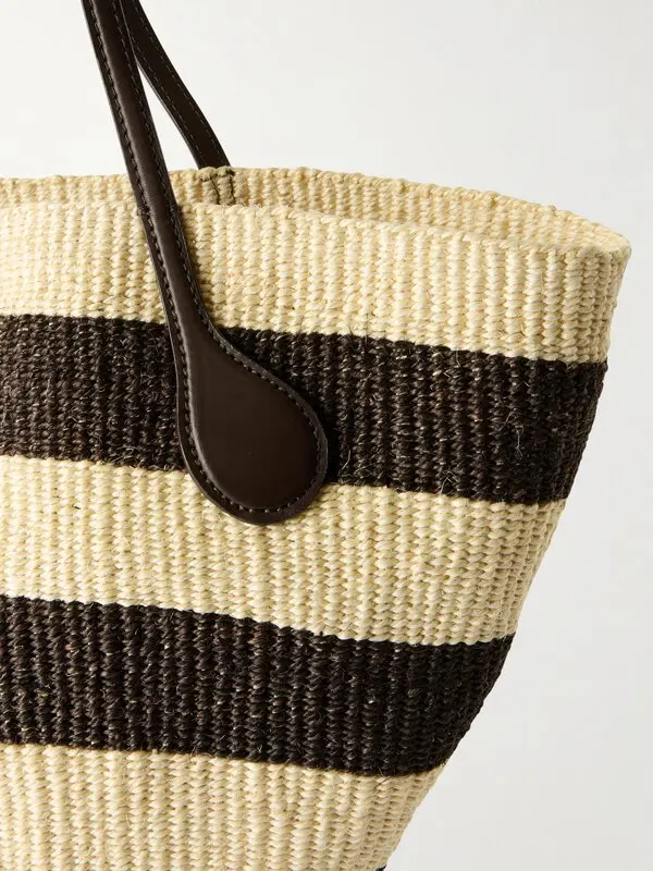 LIFFNER Striped Sisal Tote With Leather Trim - Neutrals