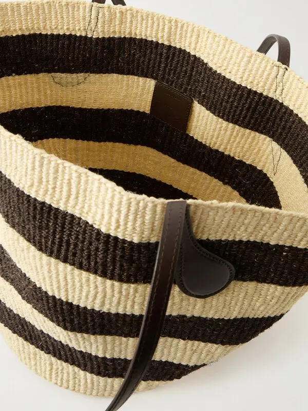 LIFFNER Striped Sisal Tote With Leather Trim - Neutrals