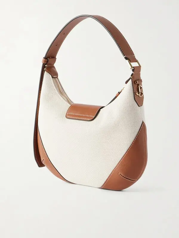 JIMMY CHOO Bar Small Canvas And Leather Shoulder Bag - Brown