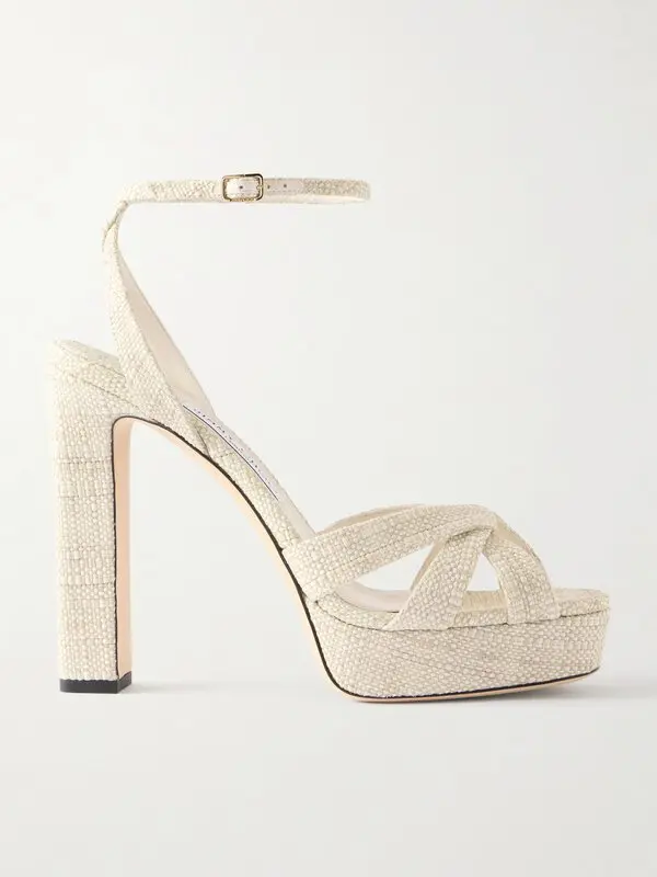 JIMMY CHOO Kove 120 Raffia Platform Sandals