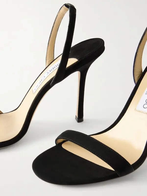 JIMMY CHOO Jenn 100 Suede Sandals - Black