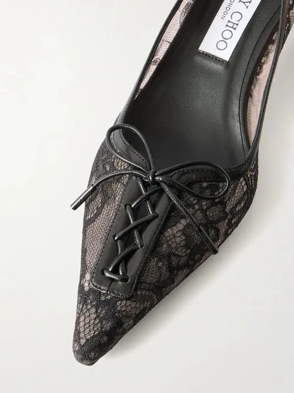 JIMMY CHOO Scarlett 50 Braided Lace Pumps - Black
