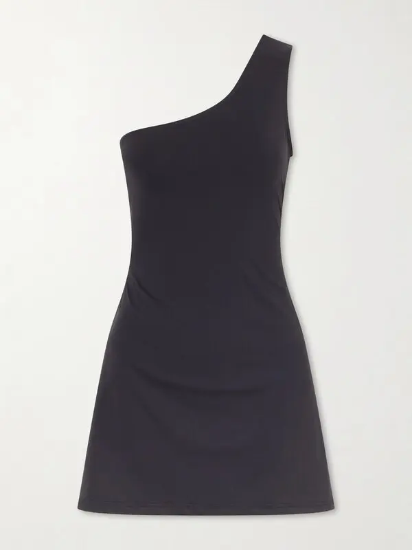 RIVAGE Rho One-shoulder Stretch-jersey Swim Dress - Black
