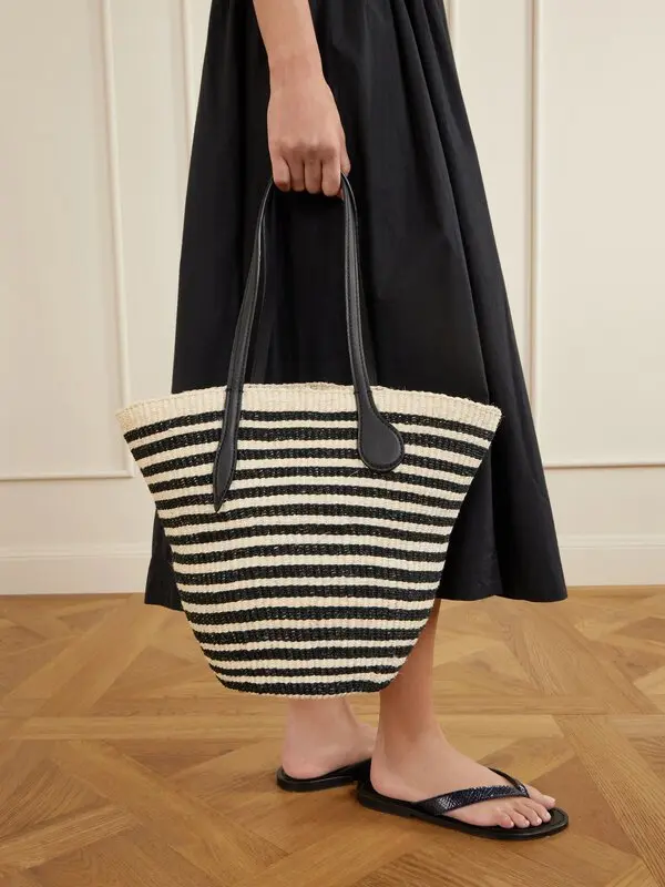 LIFFNER Striped Sisal Shoulder Bag - Black