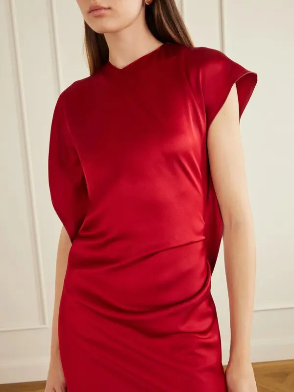 Victoria Beckham Satin Midi Dress - Red