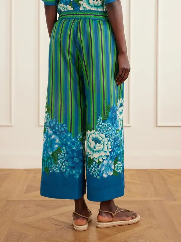 ALEMAIS Margo Printed Organic Cotton-voile Wide-leg Trousers