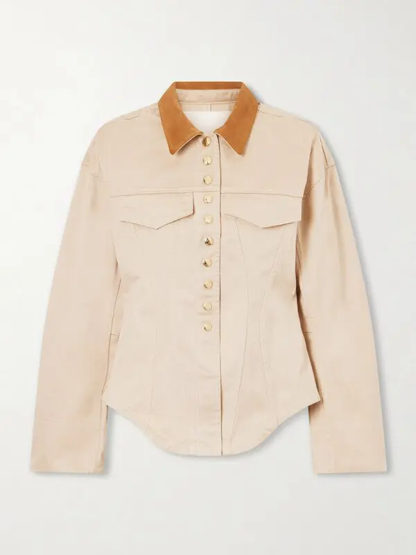 RÙADH The Lennox Suede-trimmed Organic Cotton-twill Jacket - Brown