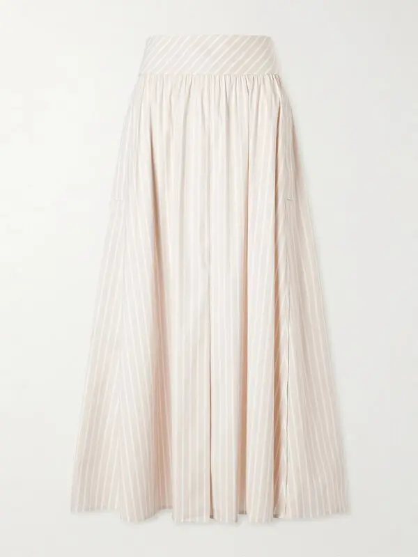 Theory Striped Cotton-blend Maxi Skirt