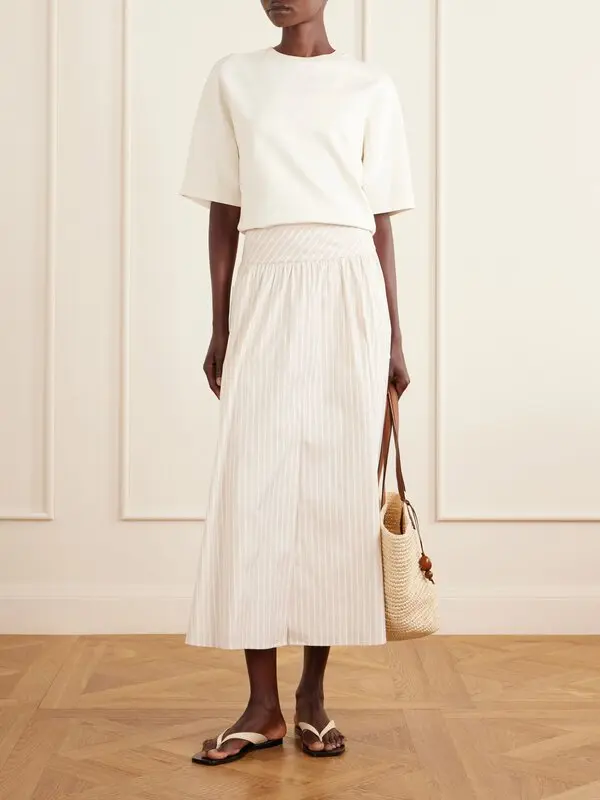 Theory Striped Cotton-blend Maxi Skirt