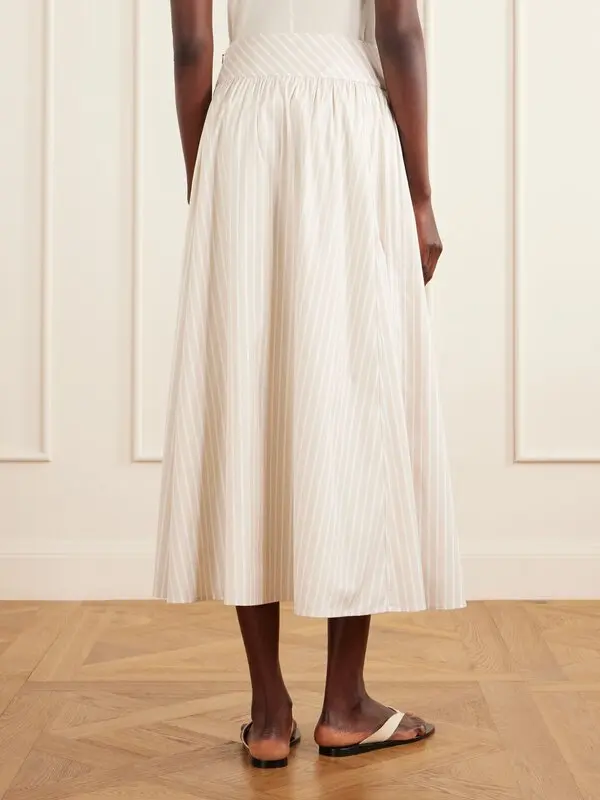 Theory Striped Cotton-blend Maxi Skirt
