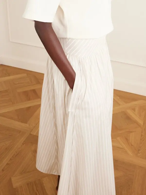 Theory Striped Cotton-blend Maxi Skirt