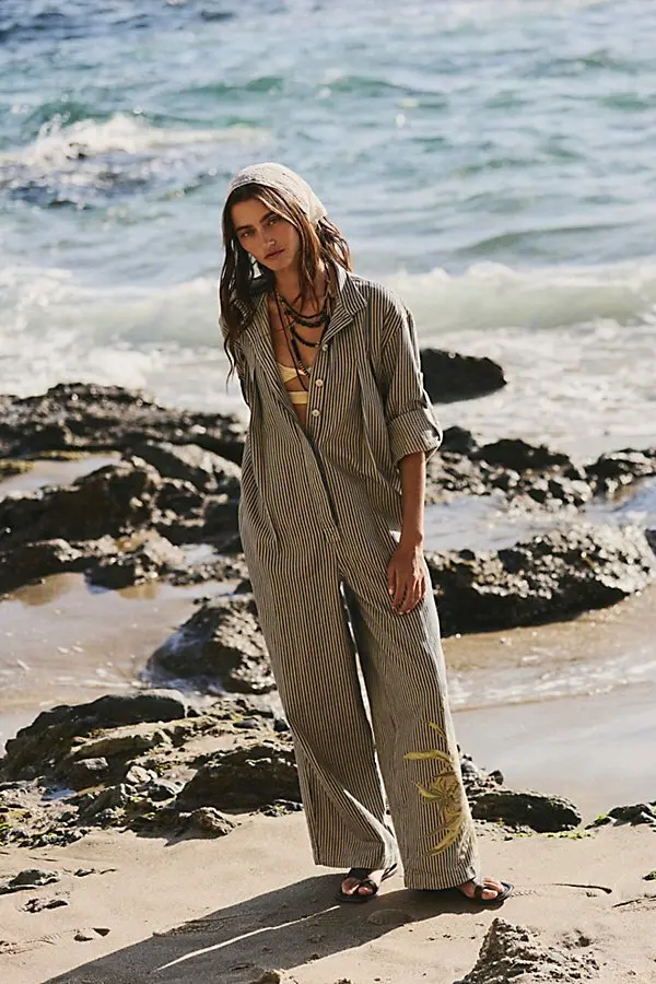 Free People We The Free Tiki Railroad Jumpsuit - Golden Haze Combo