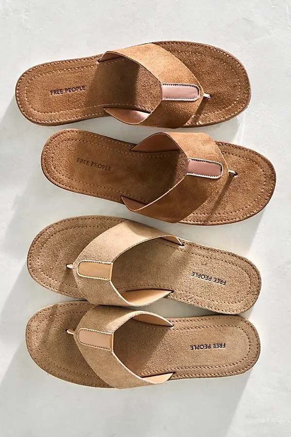 Free People Niko Suede Thong Sandals - Brown