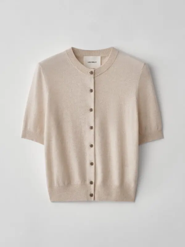 LISA YANG Marene Short Sleeve Cashmere Cardigan