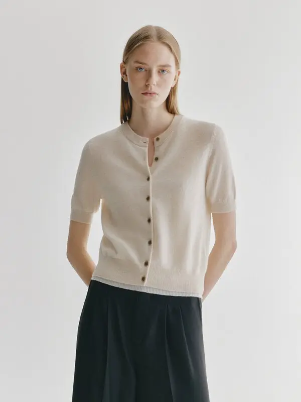 LISA YANG Marene Short Sleeve Cashmere Cardigan