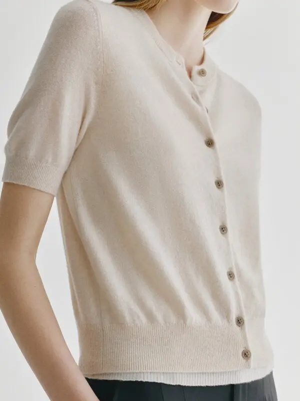 LISA YANG Marene Short Sleeve Cashmere Cardigan