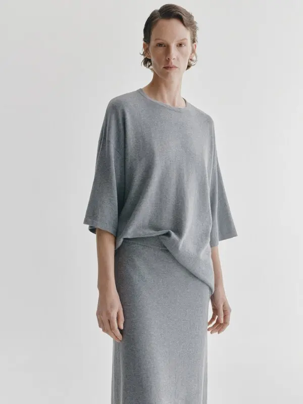 LISA YANG Agnette Cashmere T-shirt - Deep Cloud