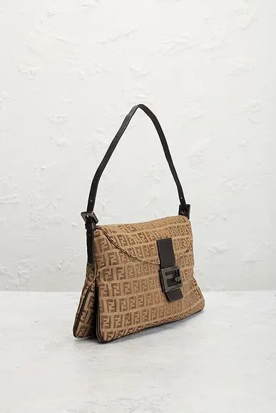 Fendi Zucchino Monogram Canvas Baguette Shoulder Bag