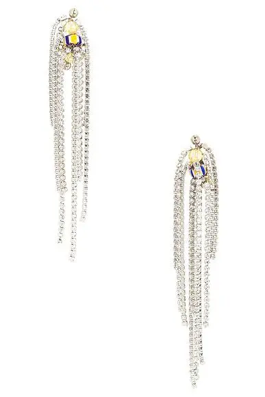 Dries Van Noten Crystal Dangle Earrings - Silver