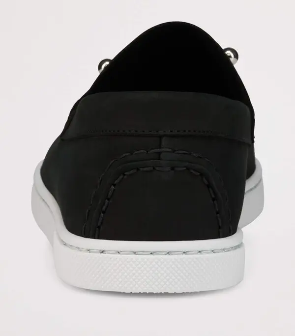 CHRISTIAN LOUBOUTIN Chambeliboat Leather Loafers With Metal Collar Pin - Black