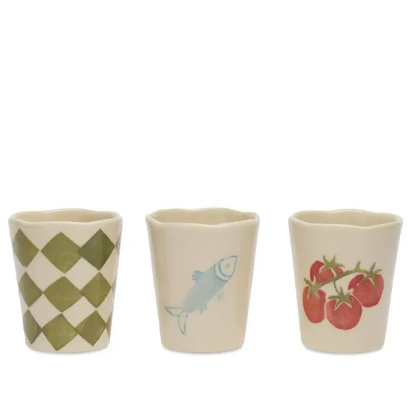 DAMSON MADDER Set Of 3- Nonna House Beaker Set - Yellow/green