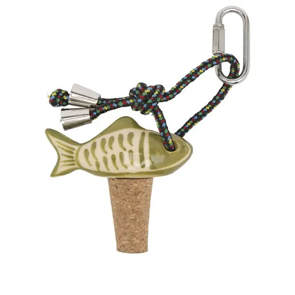 DAMSON MADDER Ceramic Fish Bottle Stop - Green