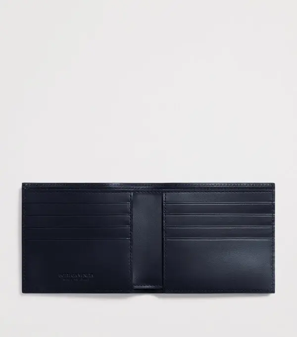 Bottega Veneta Leather Intrecciato Bifold Wallet - Blue