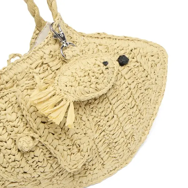 DAMSON MADDER Raffia Fish Bag With Detachable Charm