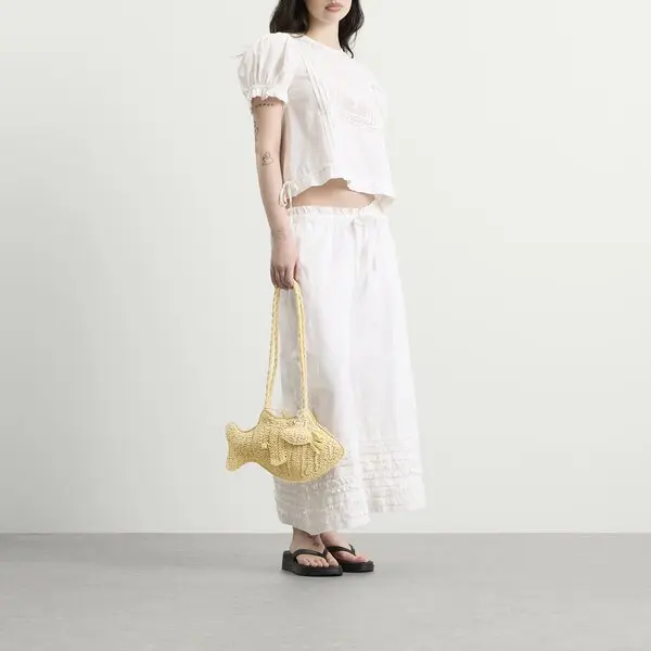 DAMSON MADDER Raffia Fish Bag With Detachable Charm